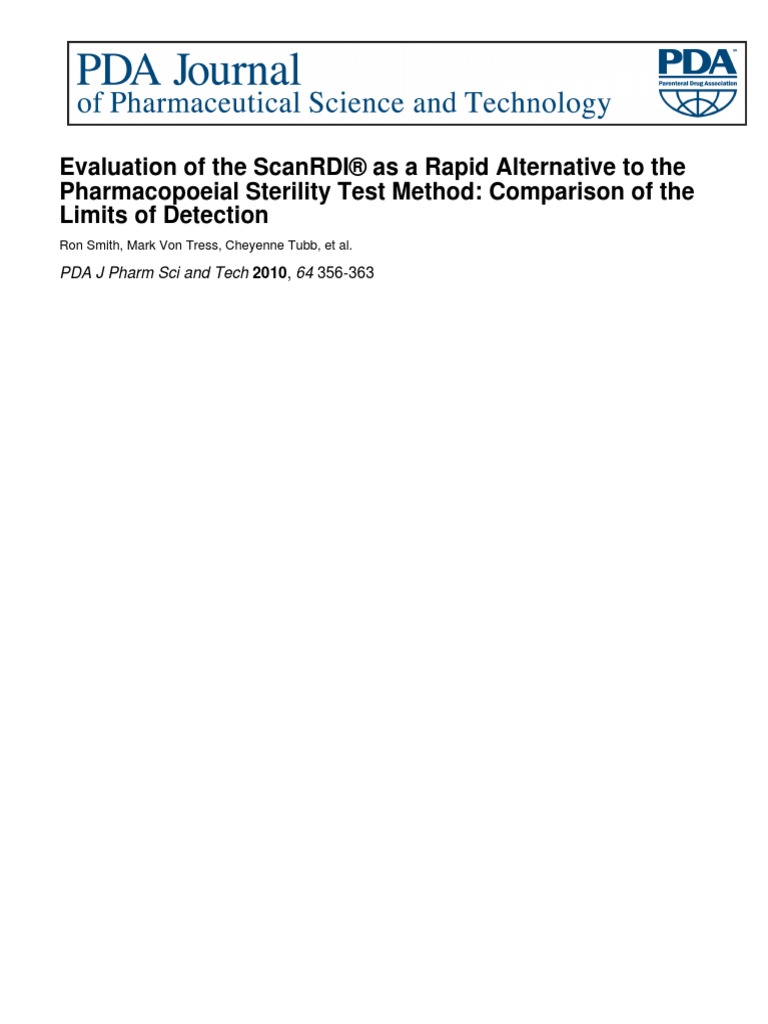 Comparision of SCANRDI Vs Pharmacopiea Method | PDF | Colony Forming ...