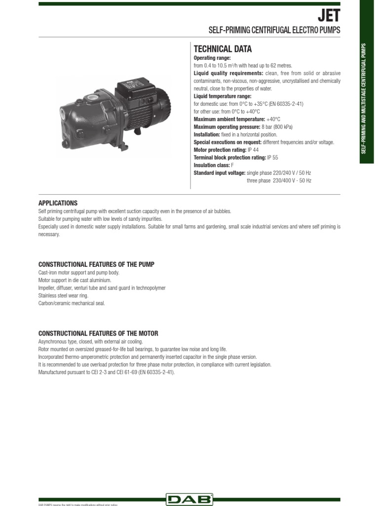 Self-Priming Centrifugal Pumps Overview | PDF | Pump | Electric Motor