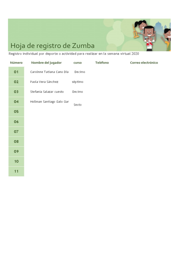 Hoja de Registro de Zumba | PDF
