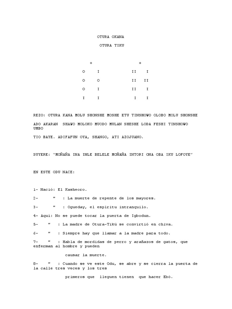(16-1) Otura Okana | PDF | Santeria | Religión y creencia
