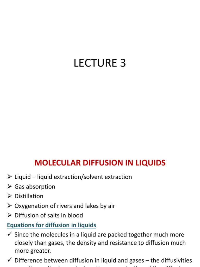 Chapter 2 (Lecture 3) | PDF | Diffusion | Solution