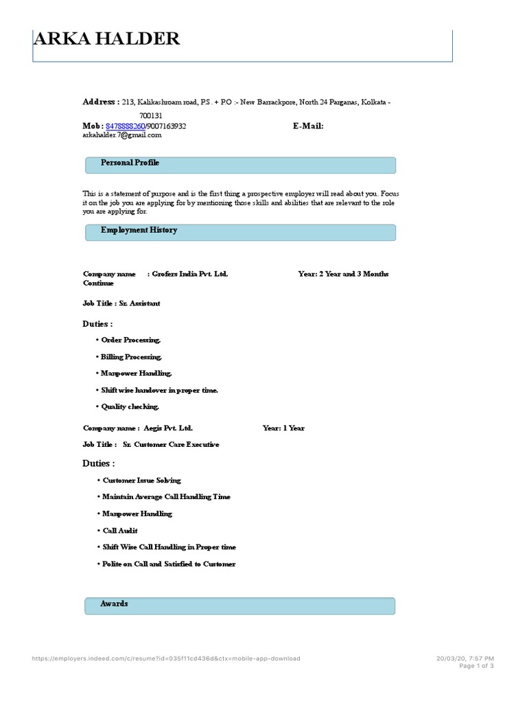 Arka Halder: Address: Mob: E-Mail | PDF | Economies | Business