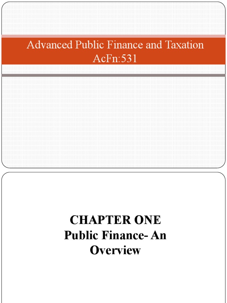 Chapter One Basics of Public Finance | PDF | Public Finance | Fiscal Policy