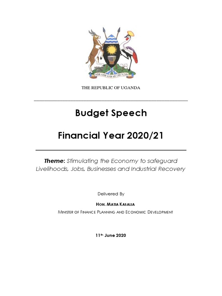 Uganda Budget Speech 2020/21 Overview | PDF | Taxes | Uganda