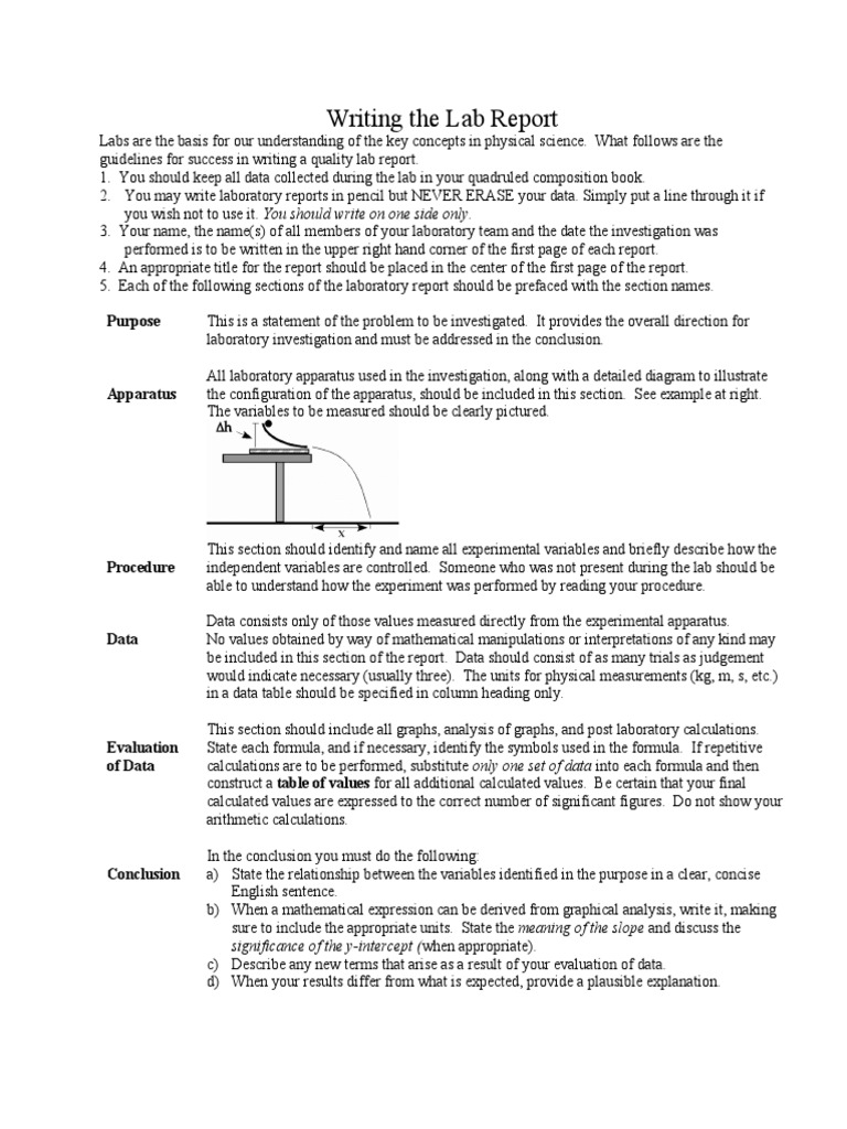 Writing The Lab Report: Purpose | PDF | Formula | Laboratories