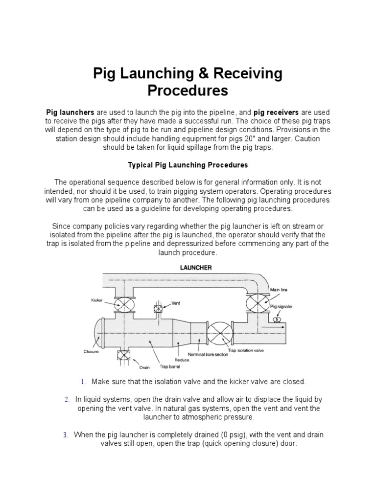 Pig Launching & Receiving Procedures | PDF | Applied And ...