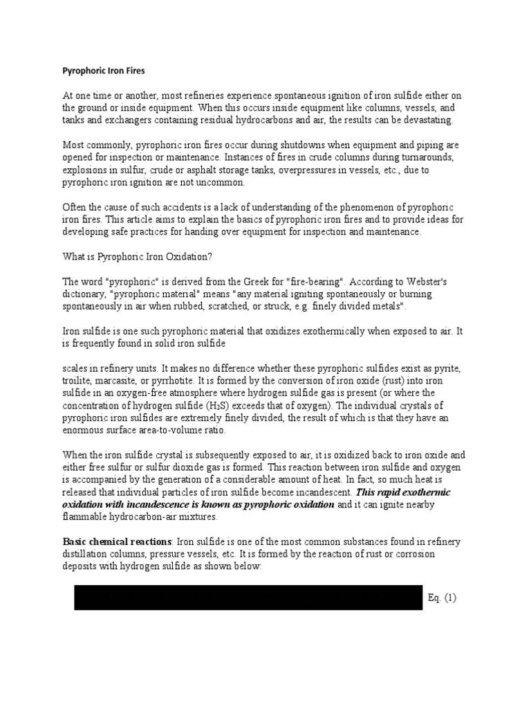 Pyrophoric Iron Fires: Oxidation With Incandescence Is Known As ...