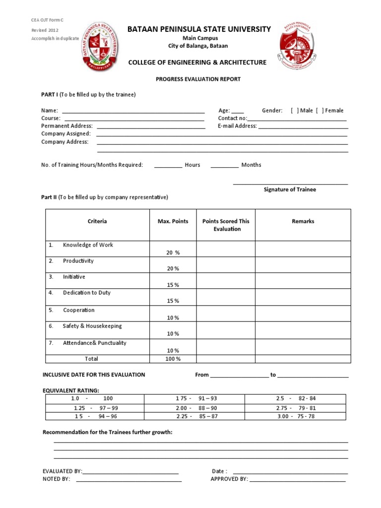 OJT FORM Evaluation Sheet | PDF | Cognition | Behavior Modification