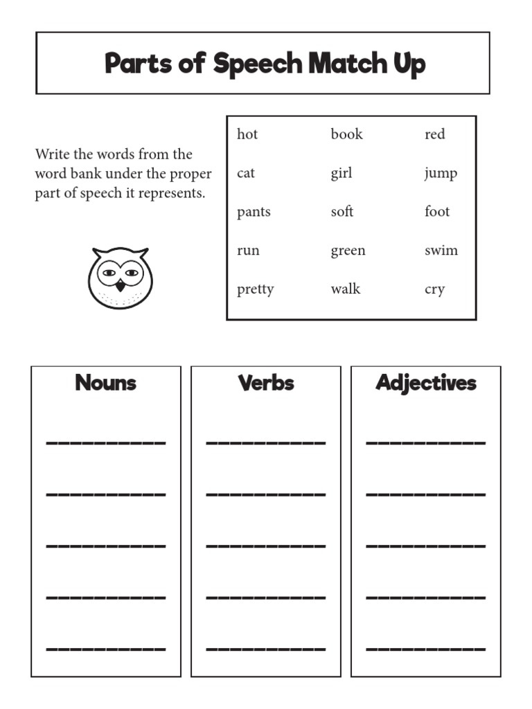 Parts of Speech Match Up | PDF