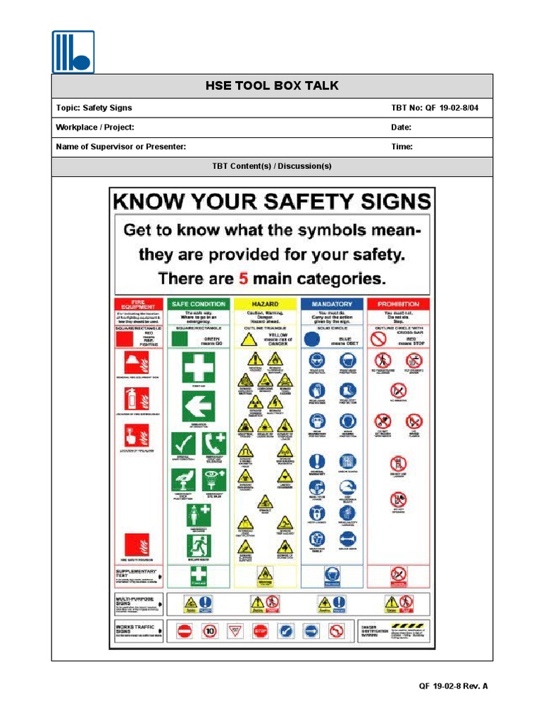 QF 19-02-8-04 - Safety Signs | PDF