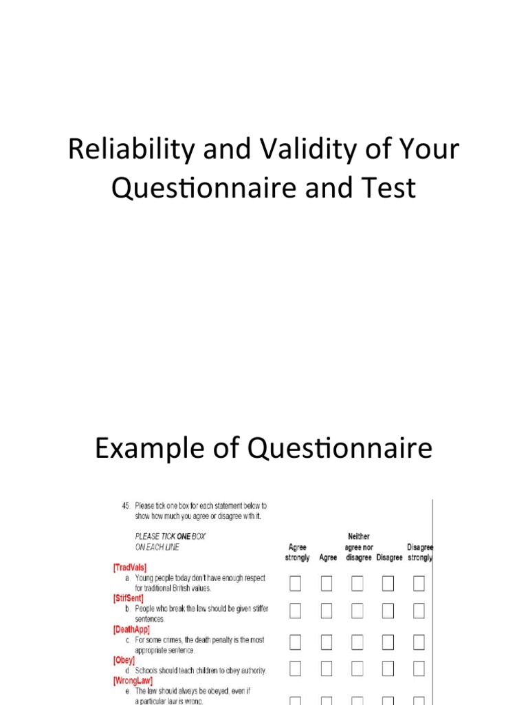 Reliability and Validity of Your Questionnaire and Test | PDF ...