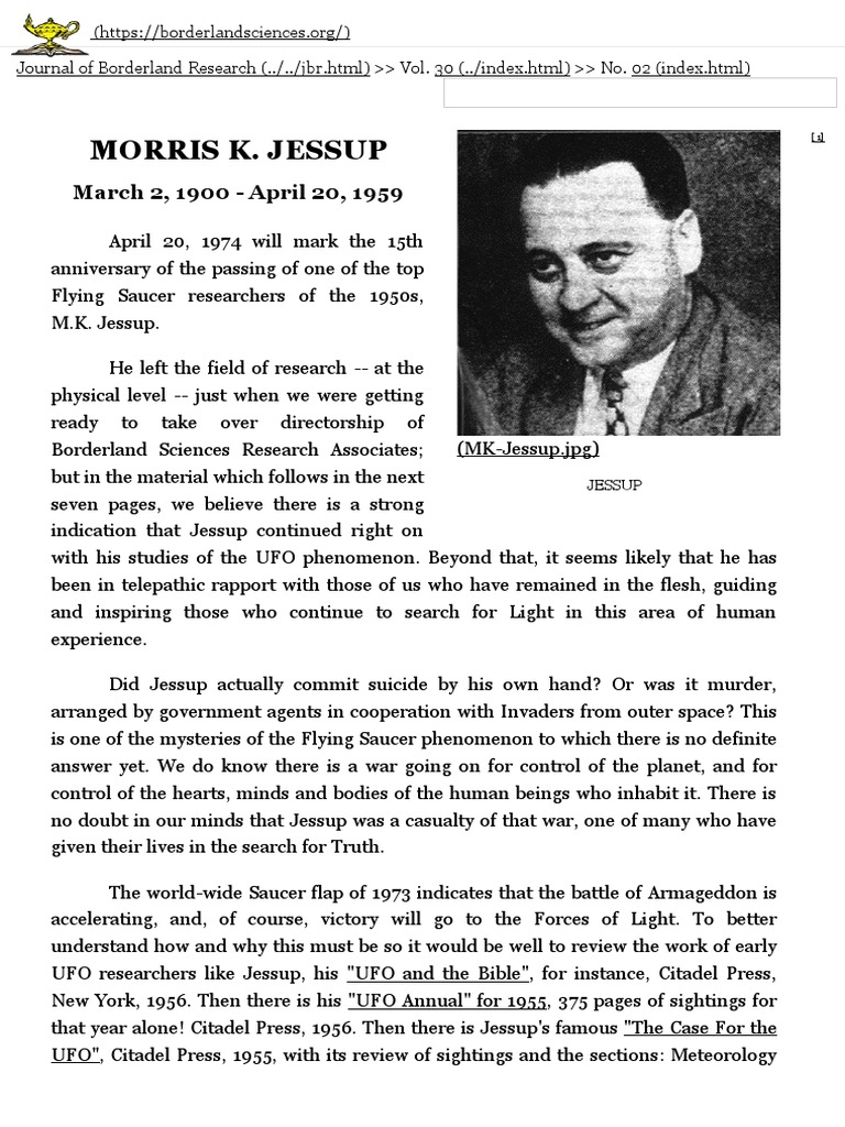 Morris K. Jessup & His Trip To Venus Etheria - Journal of Borderland ...