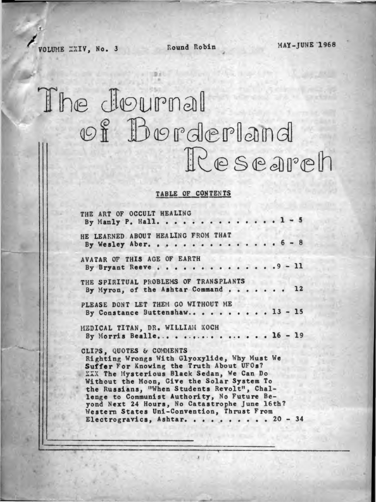 Journal of Borderland Research v24 n3 May-Jun 1968 PDF | PDF | Alchemy ...