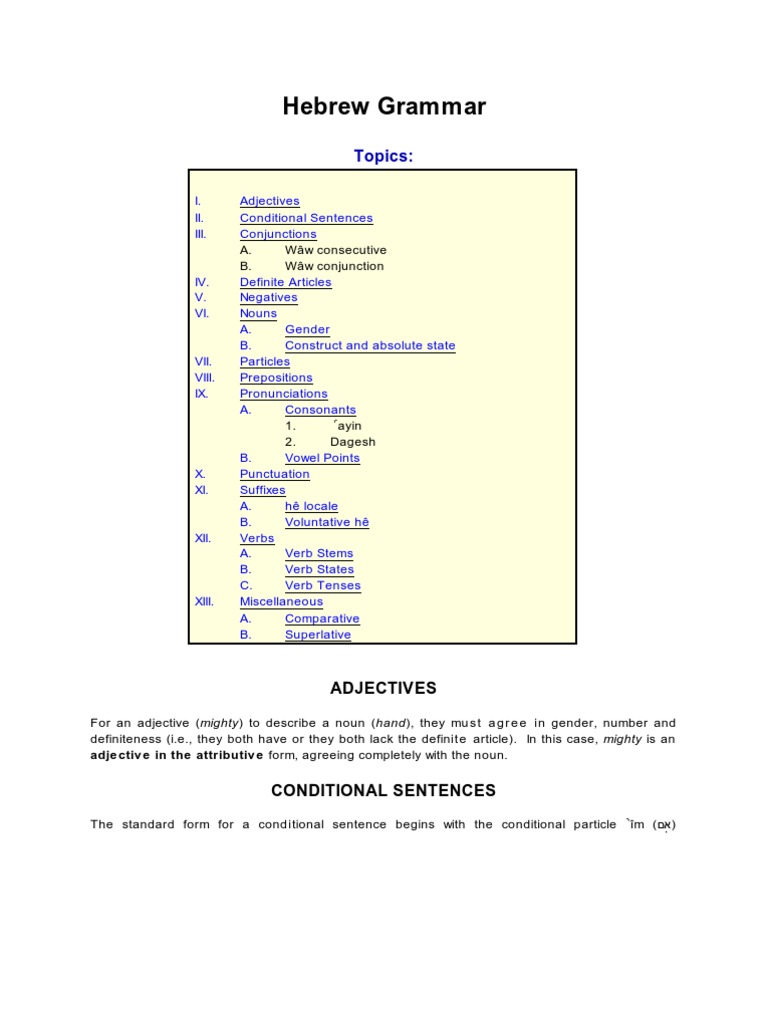 Hebrew Grammar | PDF | Grammatical Tense | Verb