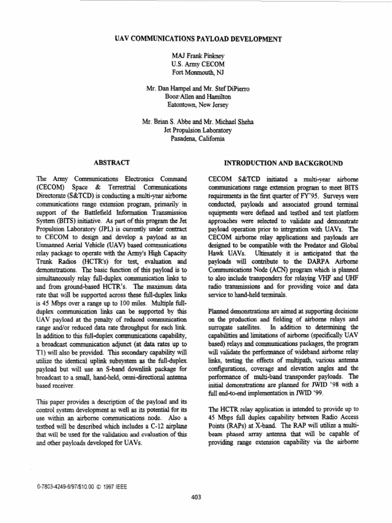 UAV Communications Payload Overview | PDF | Antenna (Radio) | Unmanned ...