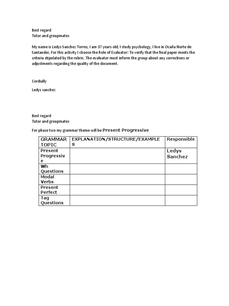 Grammar Topic Ledys Sanchez | PDF