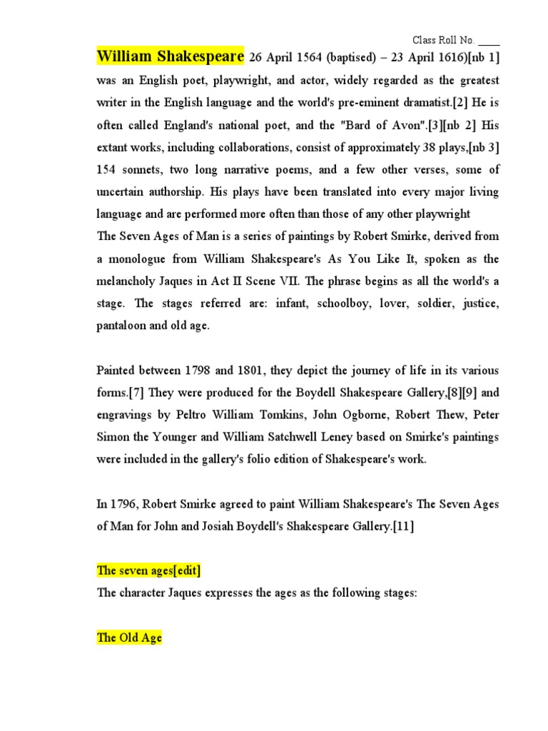 ALL THE WORLD IS STAGE English | Download Free PDF | William ...