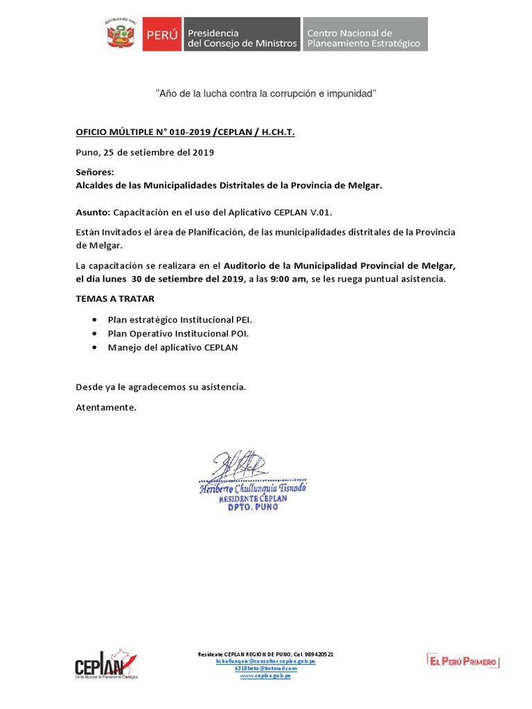 Oficio Multiple Municipalidades Distritales | PDF