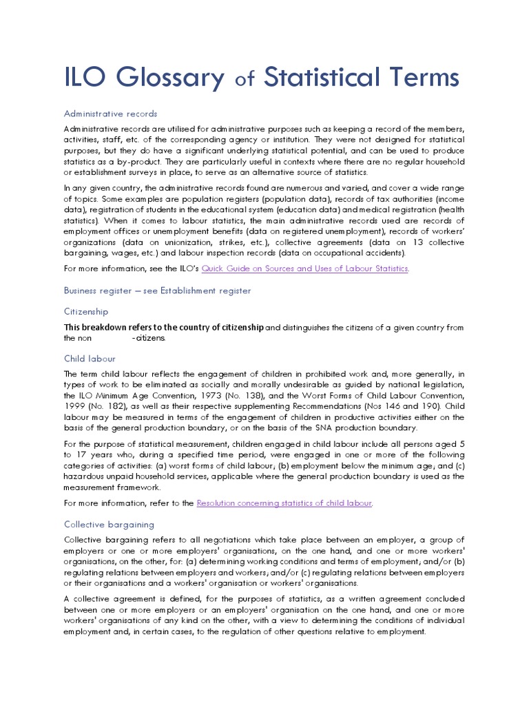 Statistical Glossary PDF | Download Free PDF | Labour Economics ...