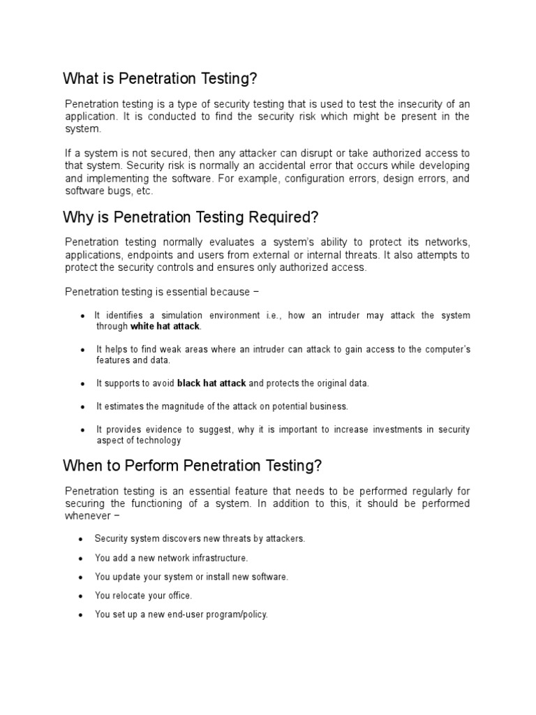 Pentretion Testing | PDF | Penetration Test | Vulnerability (Computing)