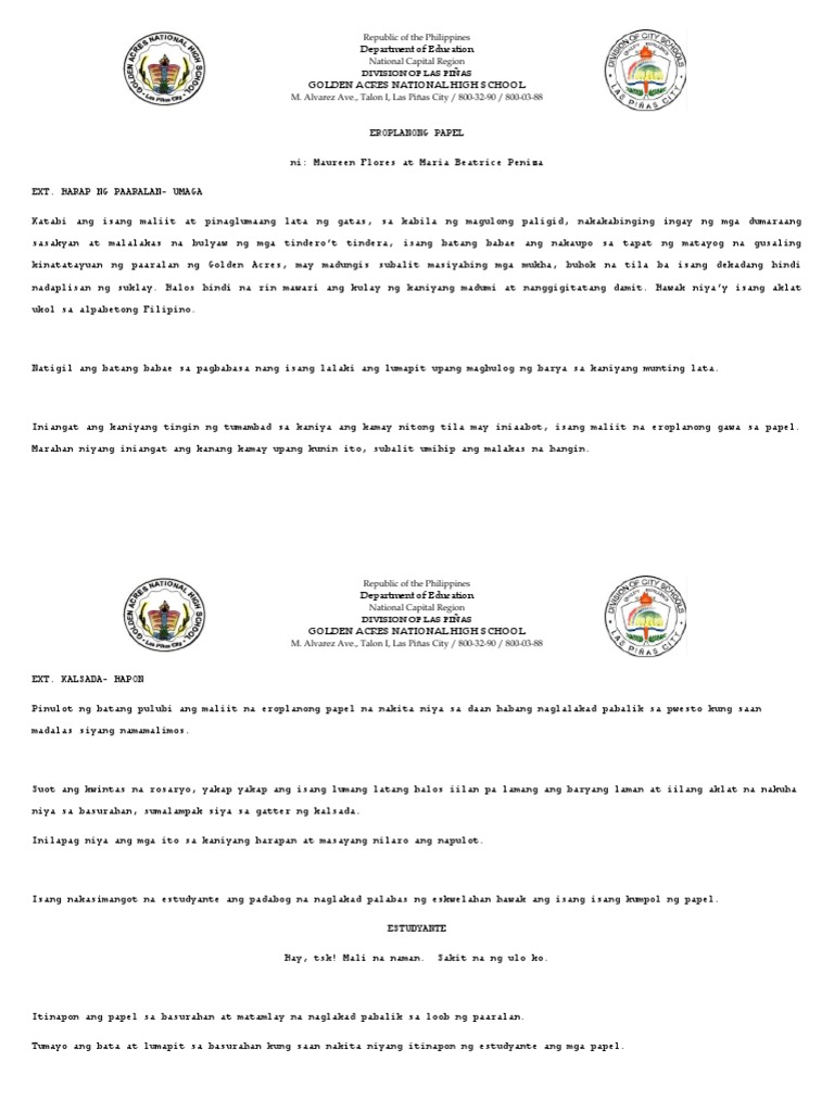 Mil Script Eroplanong Papel | PDF