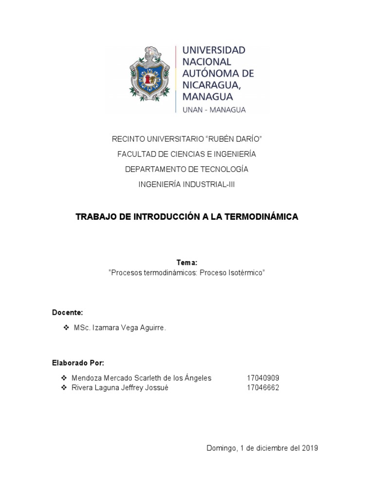 Proceso Isotermico 30-11-19 | PDF | Gases | Temperatura