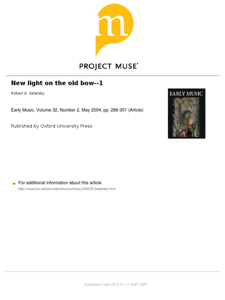 Robert E. Seletsky - New Light On The Old Bow - 1 PDF | PDF | Violin ...