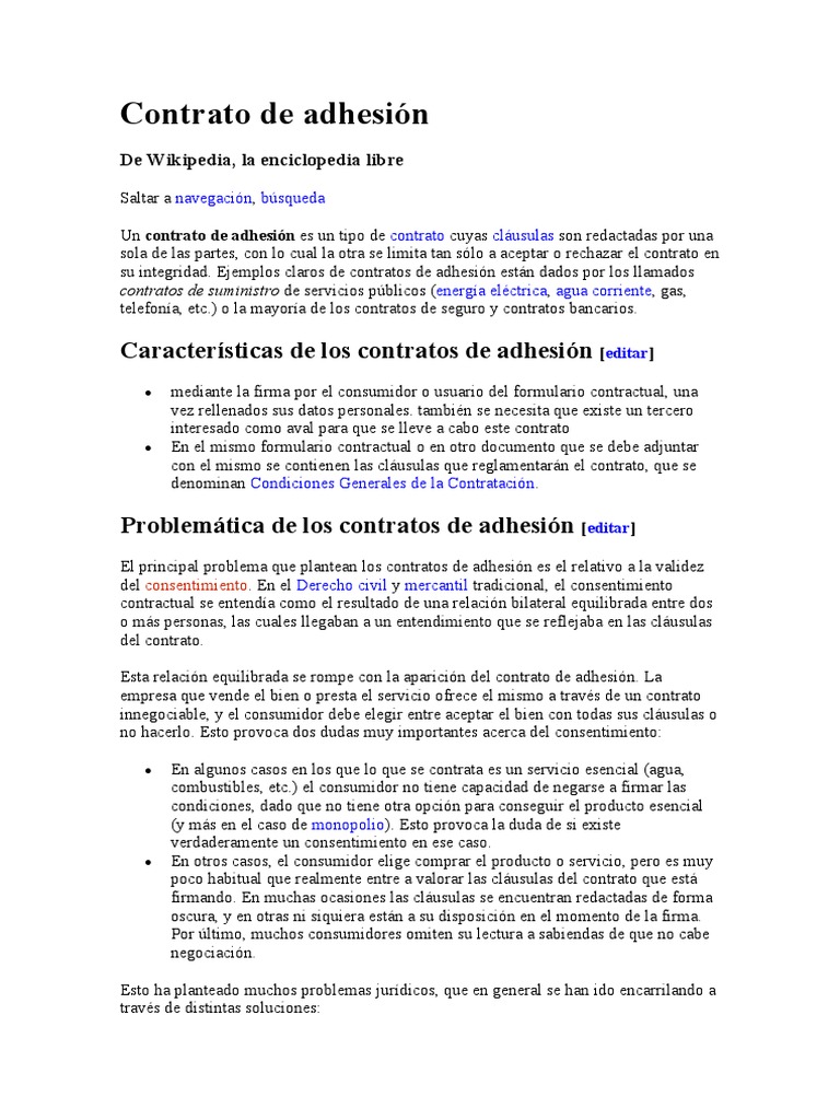 Contrato de Adhesión: Definición y Ejemplos | PDF | Conceptos legales ...