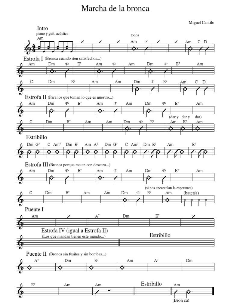 Letra y acordes de "Marcha de la bronca" | PDF
