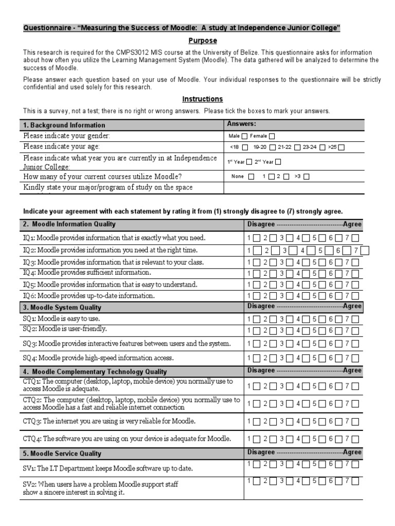 Independence Junior College Questionnaire | PDF | Questionnaire | Survey Methodology