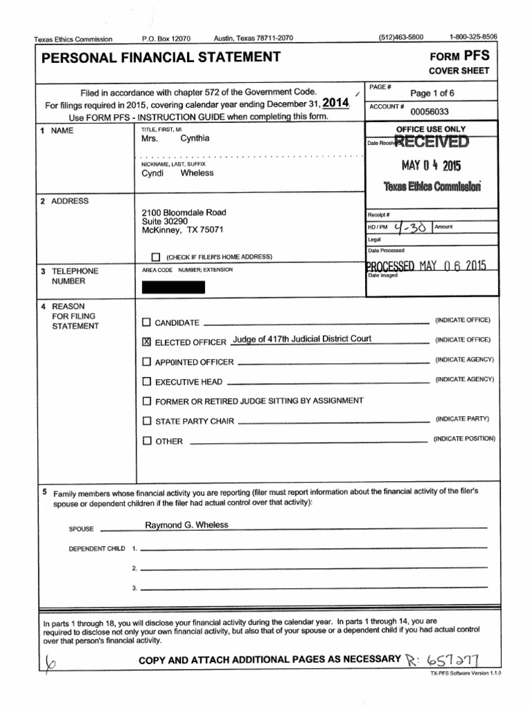 Cynthia "Cindy" Wheless Personal Financial Statement | PDF | Oath ...