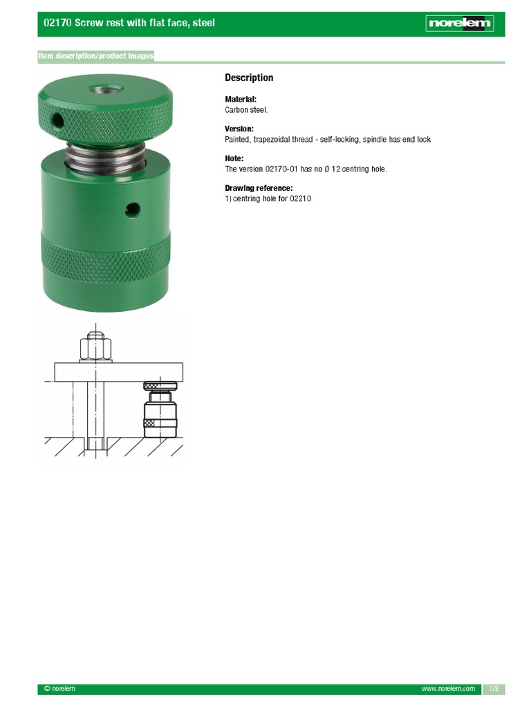 Screw Rest With Flat Face, Steel: Description | PDF
