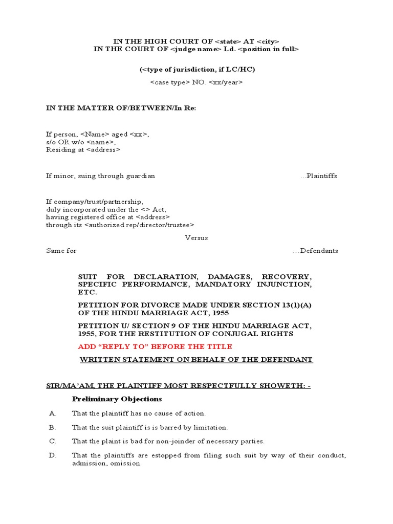 Legal Written Statement Format | PDF | Lawsuit | Justice