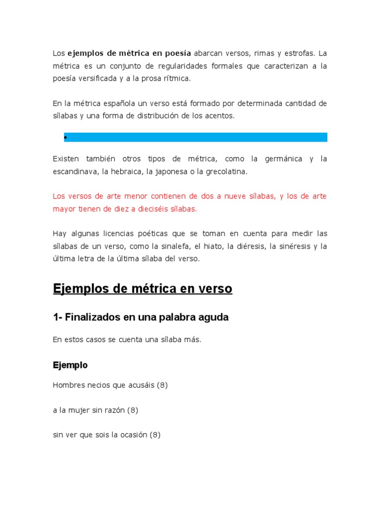 Guía de Métrica Poética | PDF | Metro (poesía) | Rima