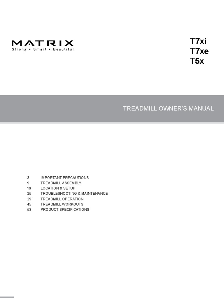 Matrix T7xi-T7xe-T5x Treadmill Owners Manual PDF | PDF | Ac Power Plugs ...