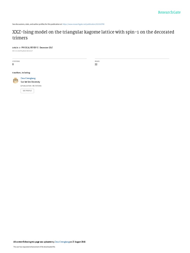 XXZ-Ising Model On The Triangular Kagome Lattice W | PDF | Spin ...