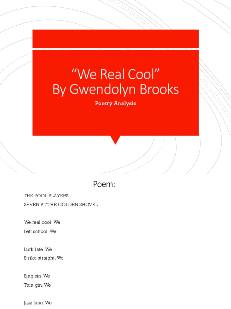 We Real Cool | PDF | Poetry
