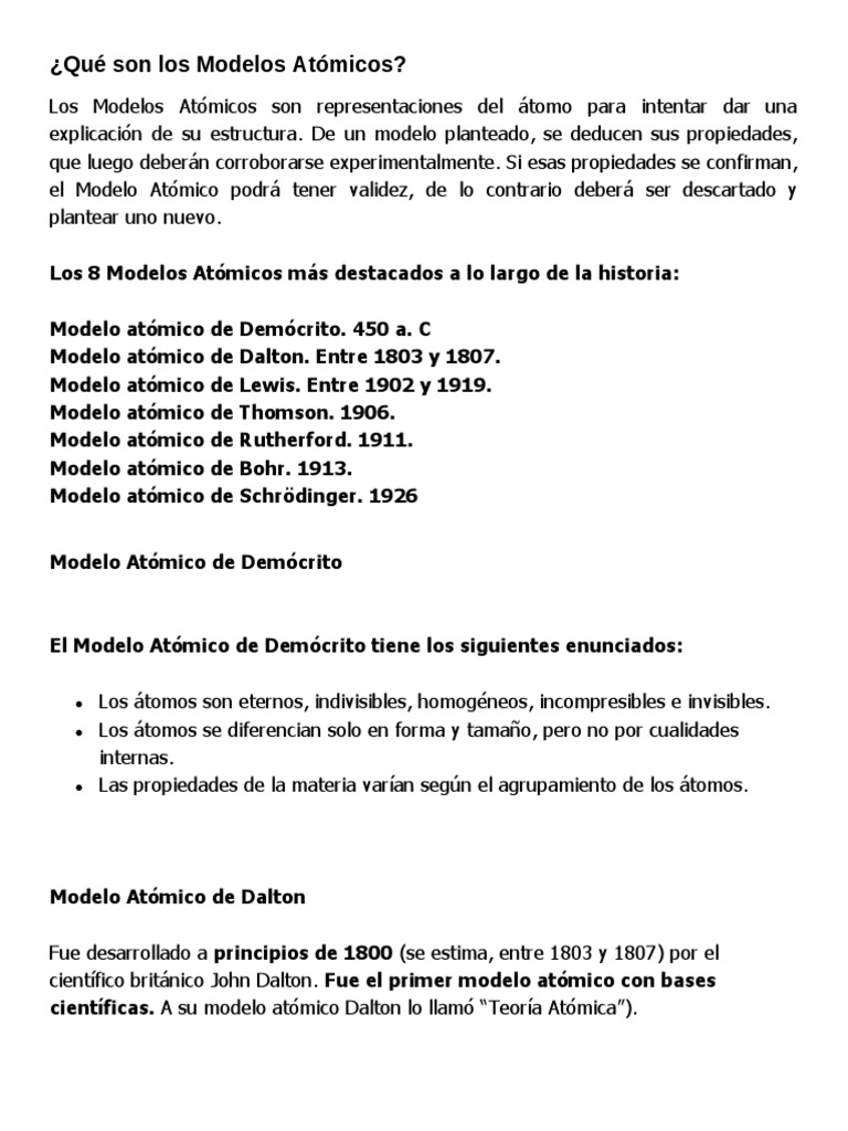 Modelos Atómicos: Definición y Tipos | PDF | Átomos | Núcleo atómico