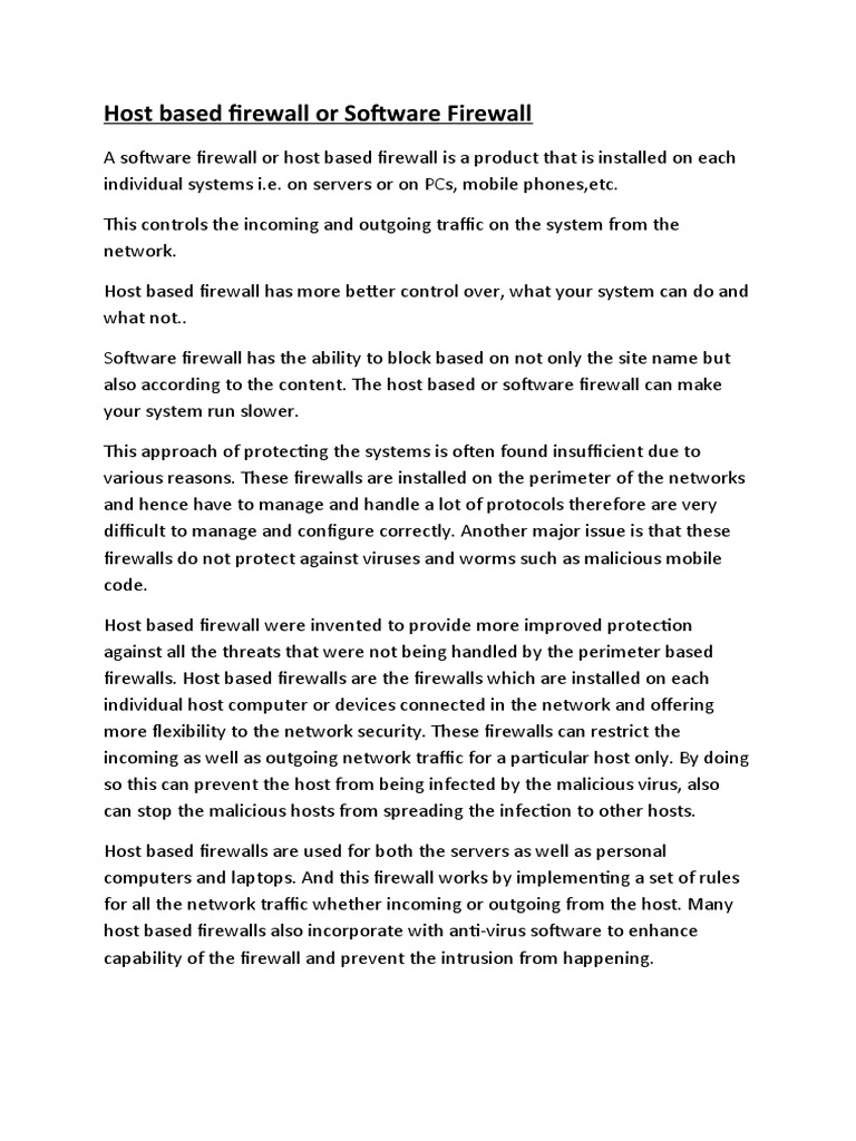 Host vs Network Firewalls - Comparing Host Based and Hardware Firewalls ...
