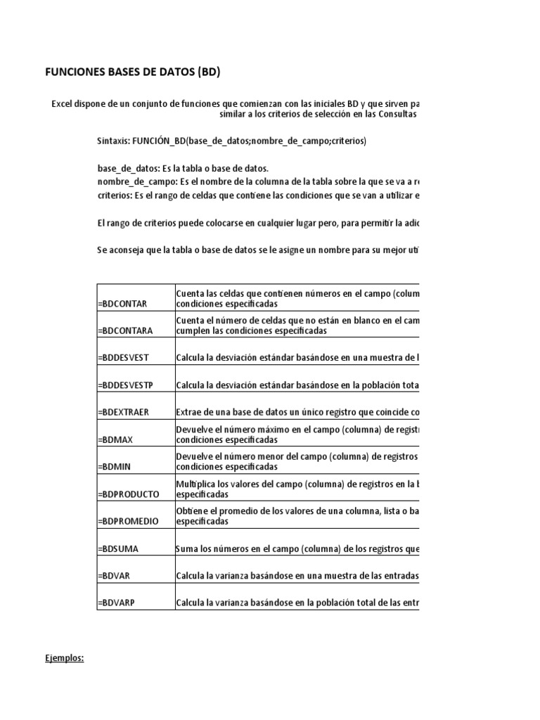 12 Taller Funciones BD 1 | PDF | Bases de datos | Desviación Estándar