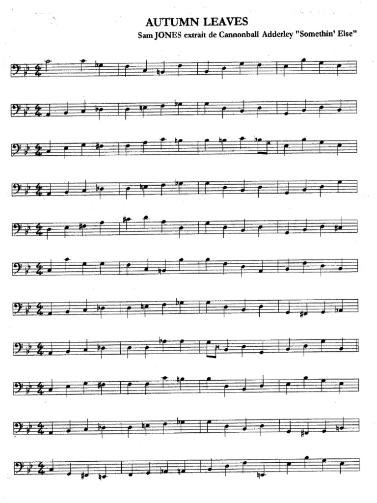 (Partitura) (Bass) Sam Jones - Autumn Leaves (Walking Contrabajo) PDF | PDF