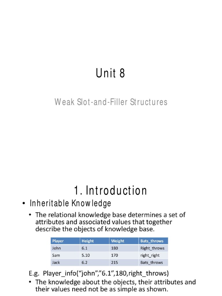 Unit 8: Weak Slot-and-Filler Structures | PDF