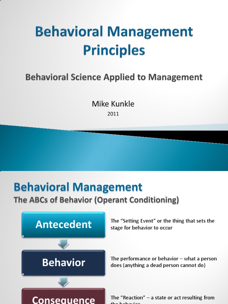 Behavioral Management Principles | Reinforcement | Behavior