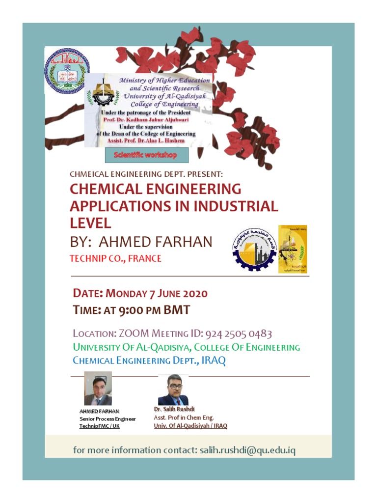 Chemical Engineering Applications in Industrial Level: By: Ahmed Farhan ...