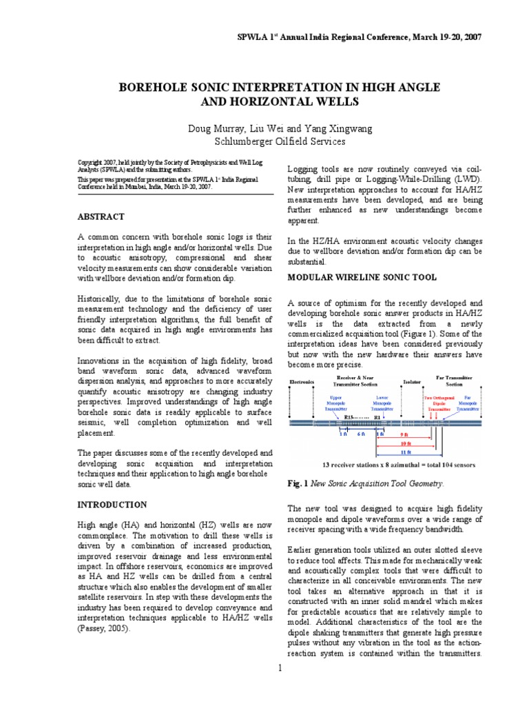 Borehole Sonic Interpretation in High Angle and Horizontal Wells | PDF ...