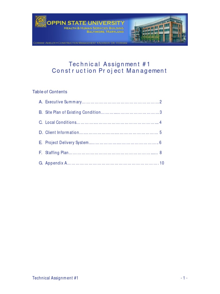 Technical Assignment #1 Construction Project Management | PDF ...