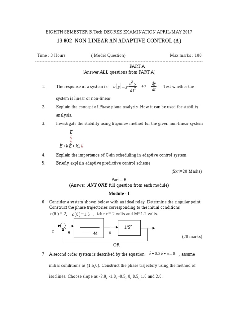 13.802 Non-Linear An Adaptive Control (A) : D y DT Dy DT | PDF ...