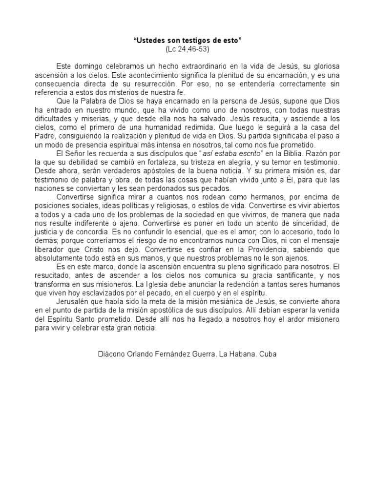 La Ascensión Del Señor | PDF | Ascension de jesus | Jesús