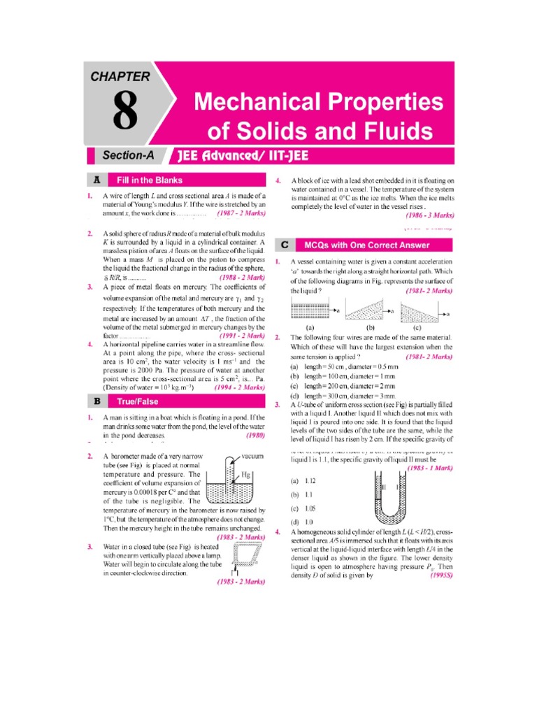 Buoyant Force IIT JEE Chapter Wise Solution 1978 To 2017 Along With AIEEE IIT JEE Main PDF | PDF