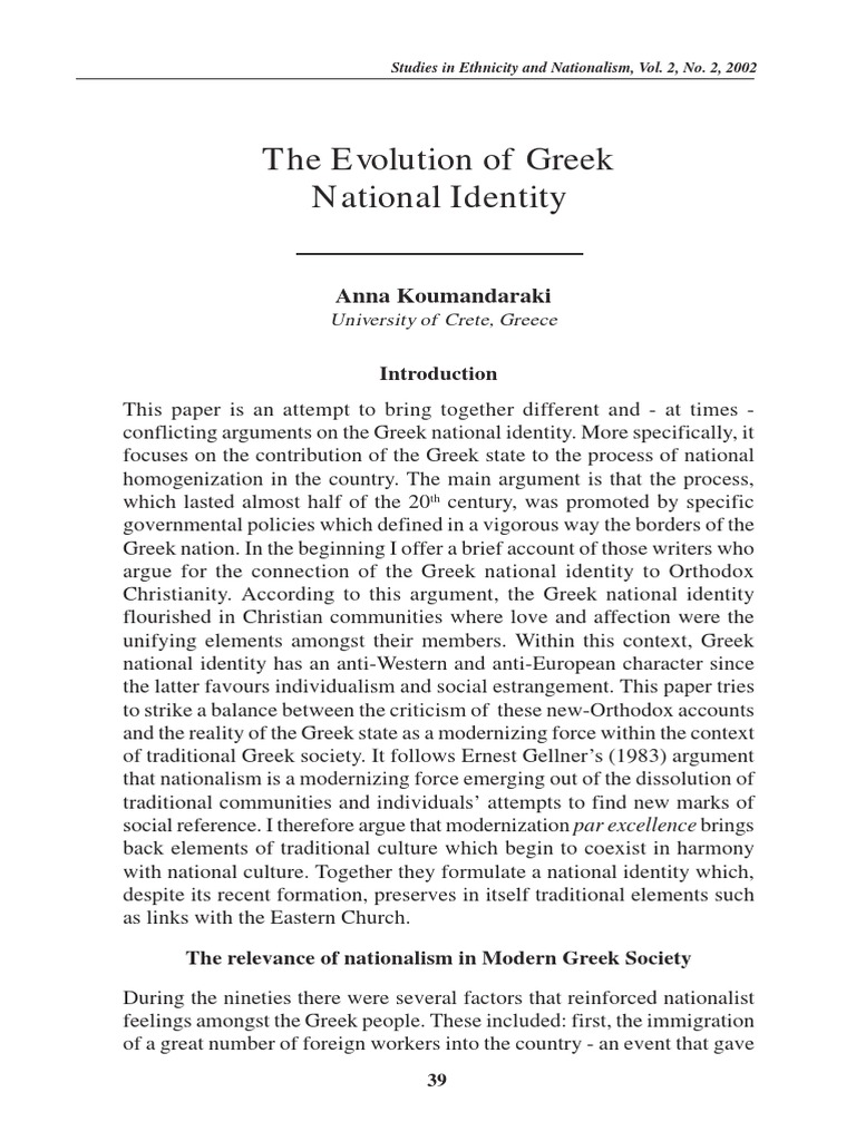 The Evolution of Greek National Identity PDF | PDF | Greece | Nationalism